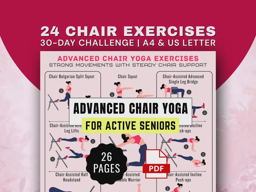 Advanced Chair Yoga Poses for Seniors, Seated Cardio Exercises, Pilates ...