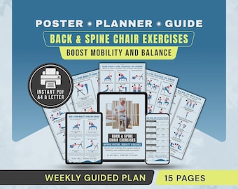 Seated Back & Spine Exercises for Seniors, Chair Stretches Chart ...