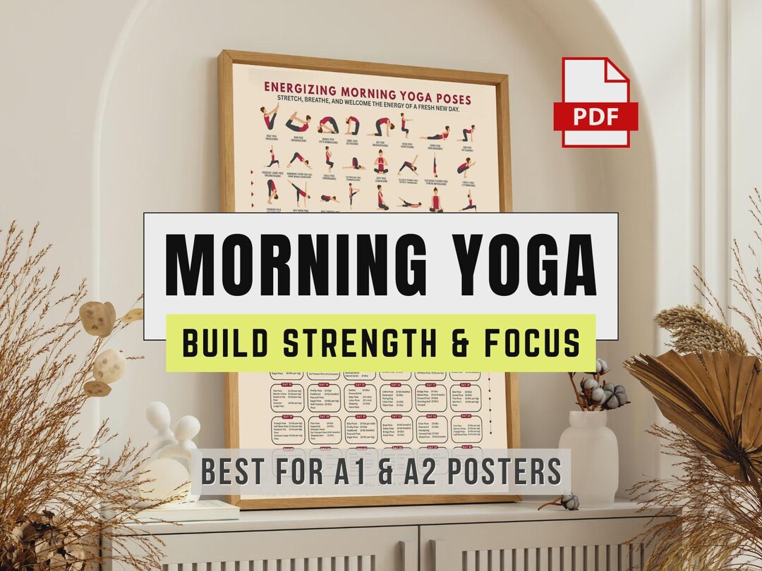 Morning Yoga Poses Poster, Beginner Yoga Flow Routine, Planner Tracker ...