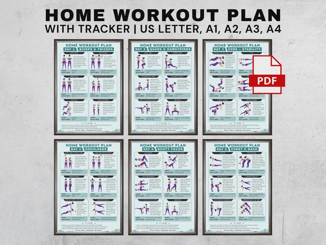 Beginner Friendly Weekly Home Workout Plan, Printable Dumbbell ...