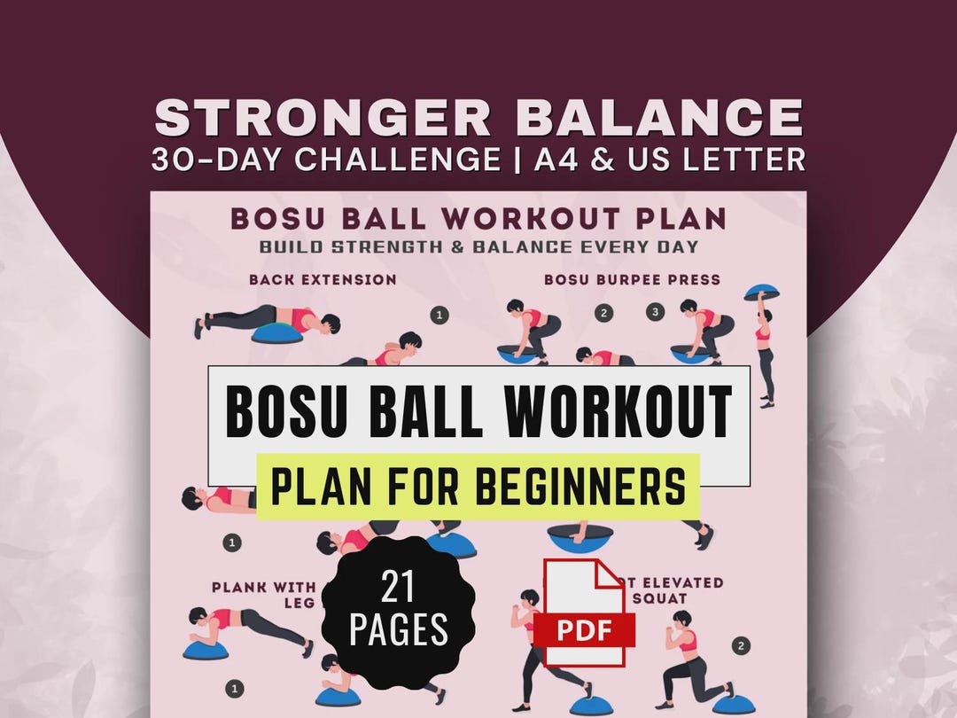 30 Day Bosu Ball Workout Challenge, Balance Trainer Exercise Plan PDF ...