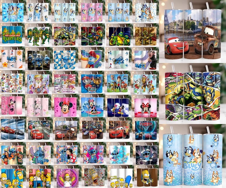 3500+ Cartoon Tumbler Wrap, 20oz Cup Designs, Cute Kids Mug Wraps ...