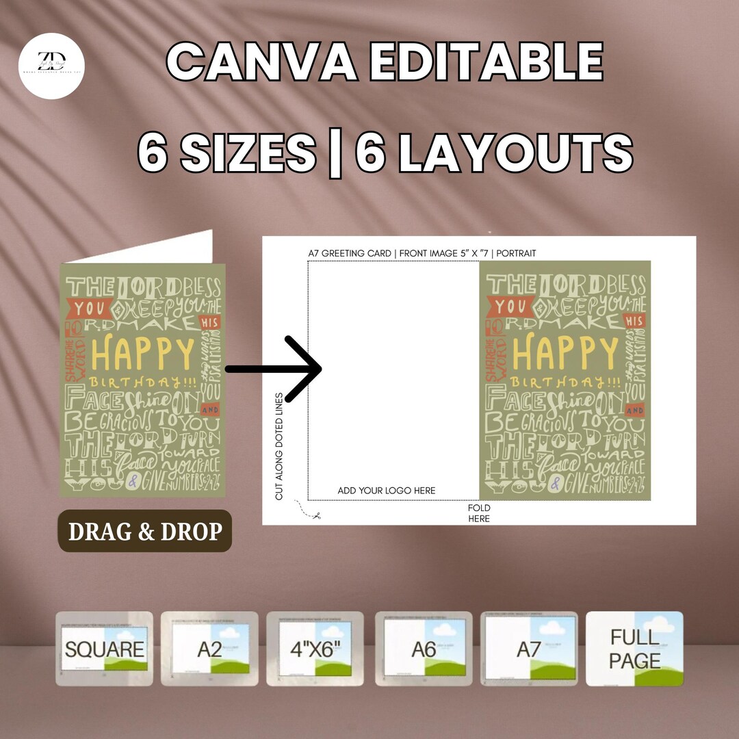 Printable Greeting Card Template | Canva Editable, Foldable (digital ...