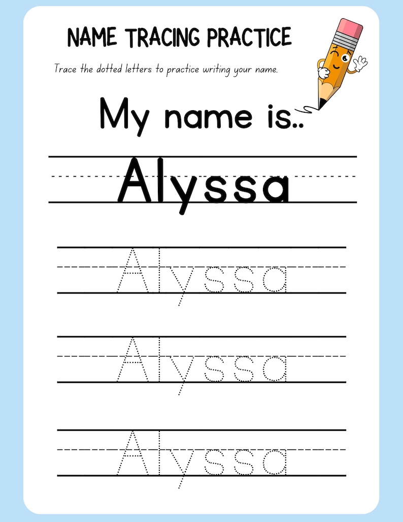 Pre-k Custom Name Tracing Worksheet - Etsy Australia