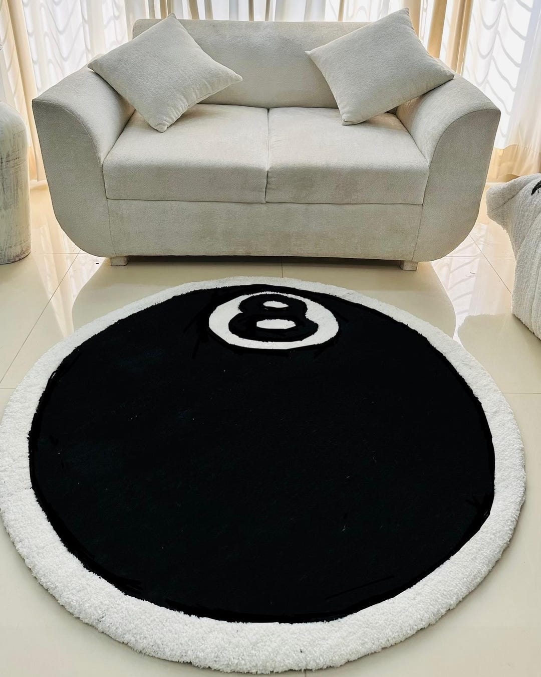 Hand-tufted 8 Ball Rug: Round Y2K Dorm Carpet - Etsy