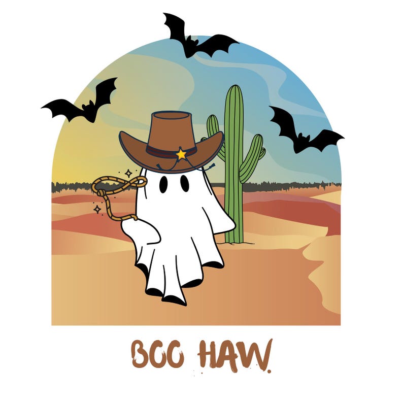 Funny Ghost Cowboy Card | Printable Halloween Western Card | Yeehaw ...