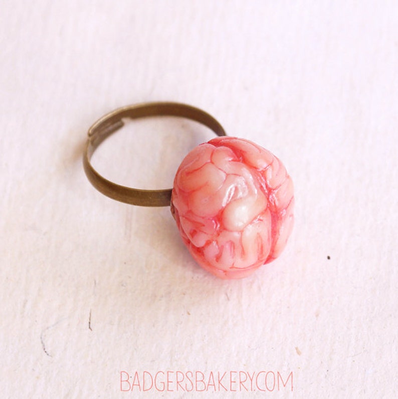 Creepy BRAIN RING Zombie Jewelry Realistic Anatomical - Etsy