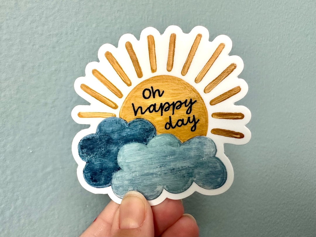 Oh Happy Day Sun Sticker, Summer Sunshine Stickers, Hand Lettered ...