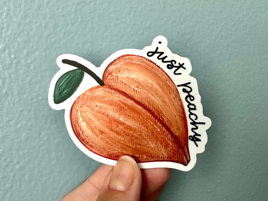 Peach Sticker, Just Peachy Decal, Summer Fruit Stickers, Water Bottle ...