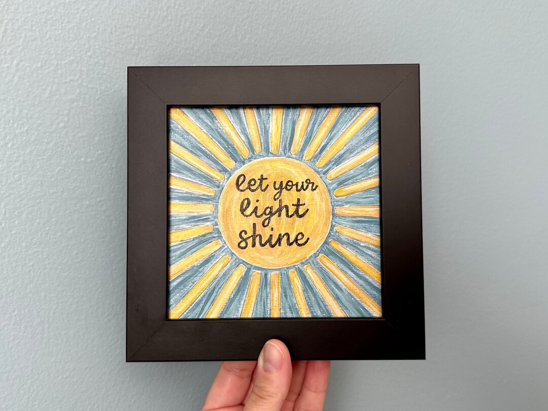 Let Your Light Shine Sun Painting, Mini Sunshine Art, Framed Christian ...