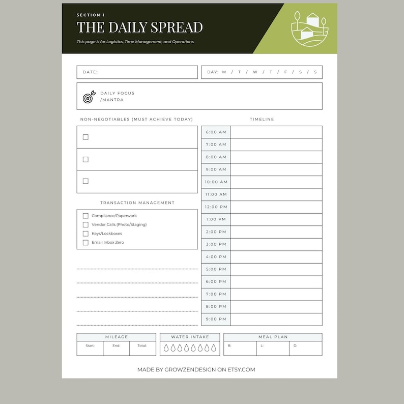 Realtor Daily Planner: Lead Tracker, Agent Schedule (canva Editable ...