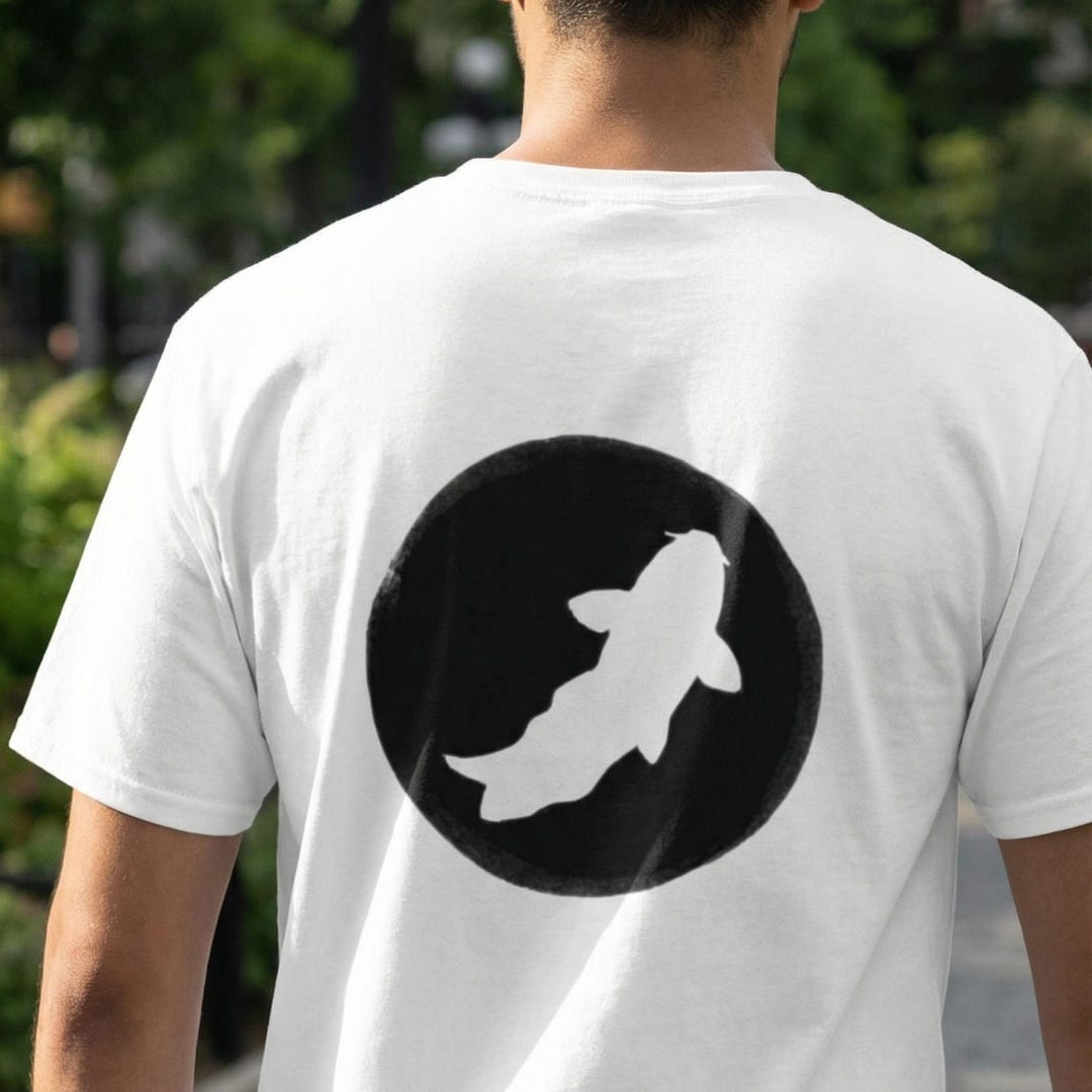 Japanese Koi Fish T-shirt Zen Sumi E Art Minimalist Back Print Tee ...