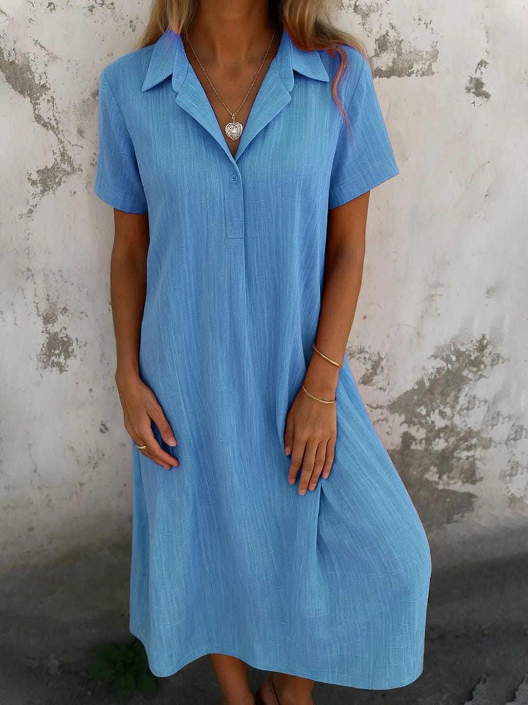 Full Size Short Sleeve Shirt Dress With Collar Plus Size - Etsy