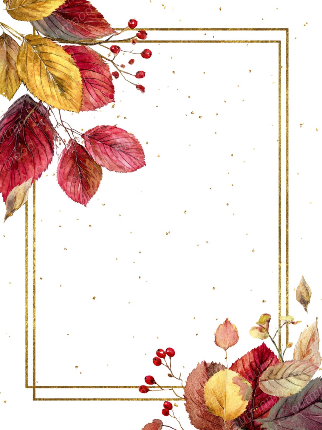 2 Gold Watercolor Splatter Frames – PNG | Fall Clipart | Transparent ...