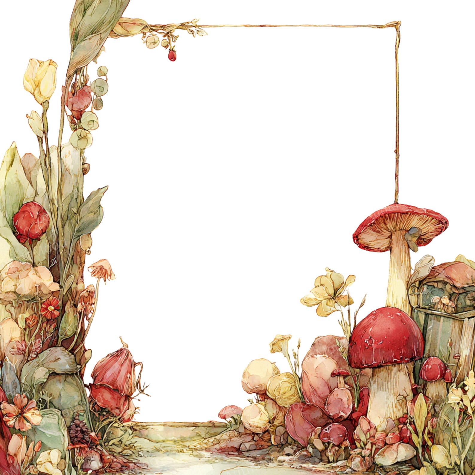 16 Autumn Mushroom Frames PNG: Fall Borders Clipart Set (digital ...