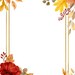 Autumn Watercolor Floral Frame – Gold Double Border (PNG, Digital ...