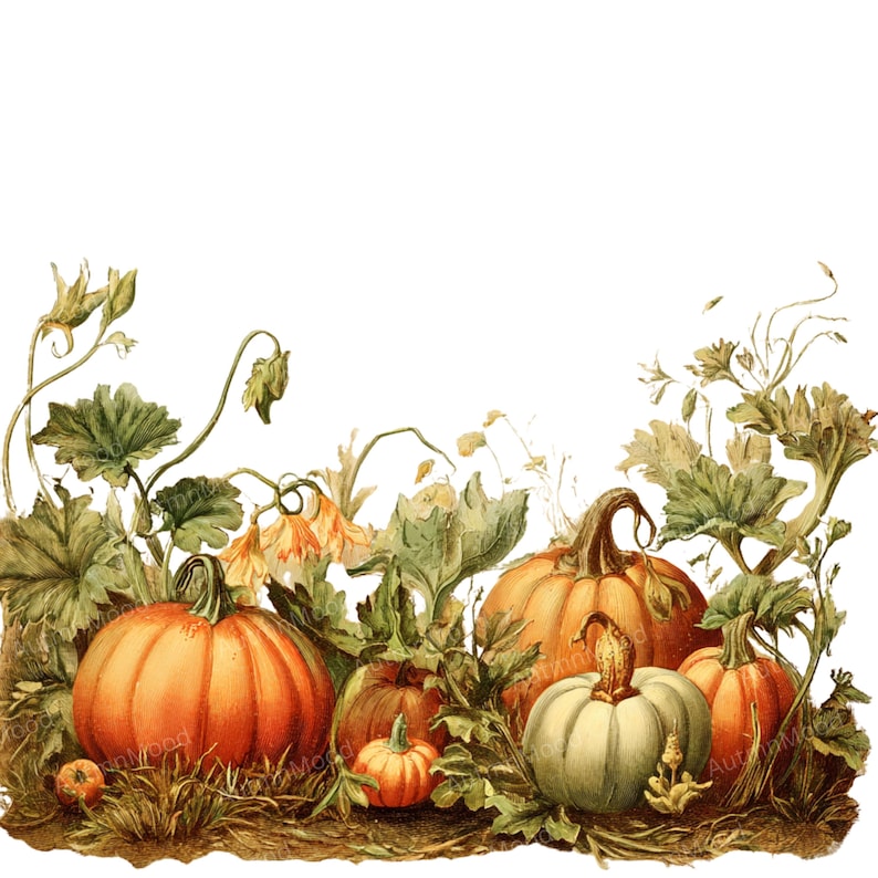 12 Autumn Pumpkin Clipart: 12 Fall PNG Illustrations (digital Download ...