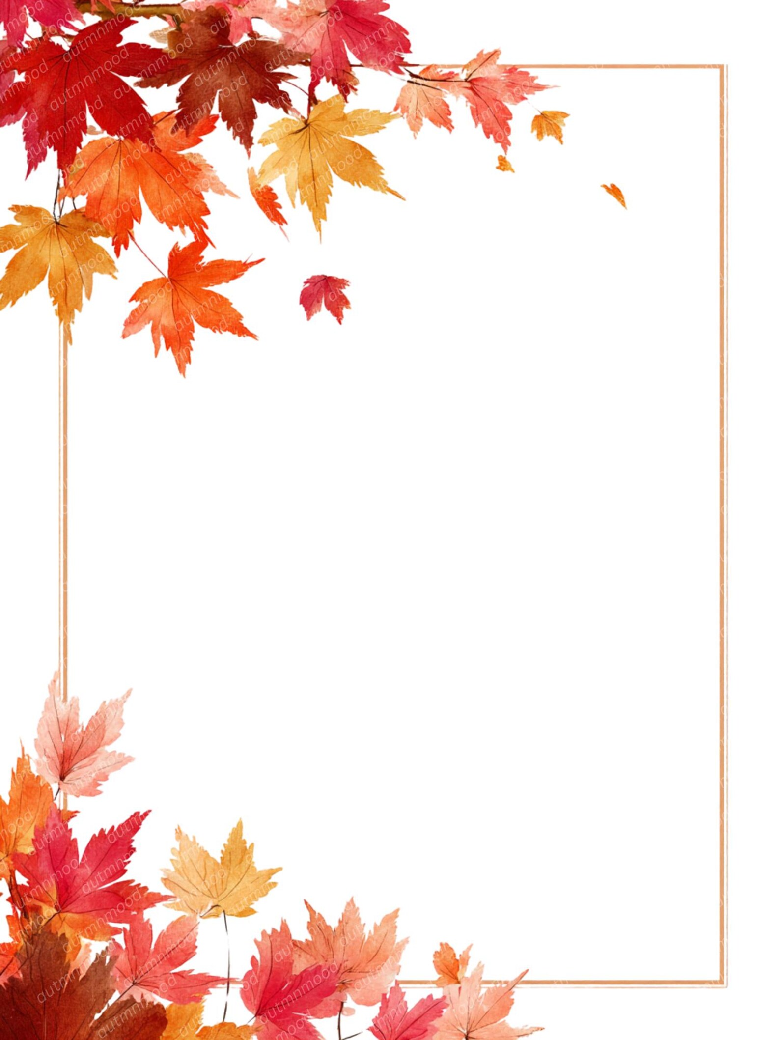 10 Maple Leaf Frame Set: Autumn Clipart, Cozy Fall Borders (PNG ...