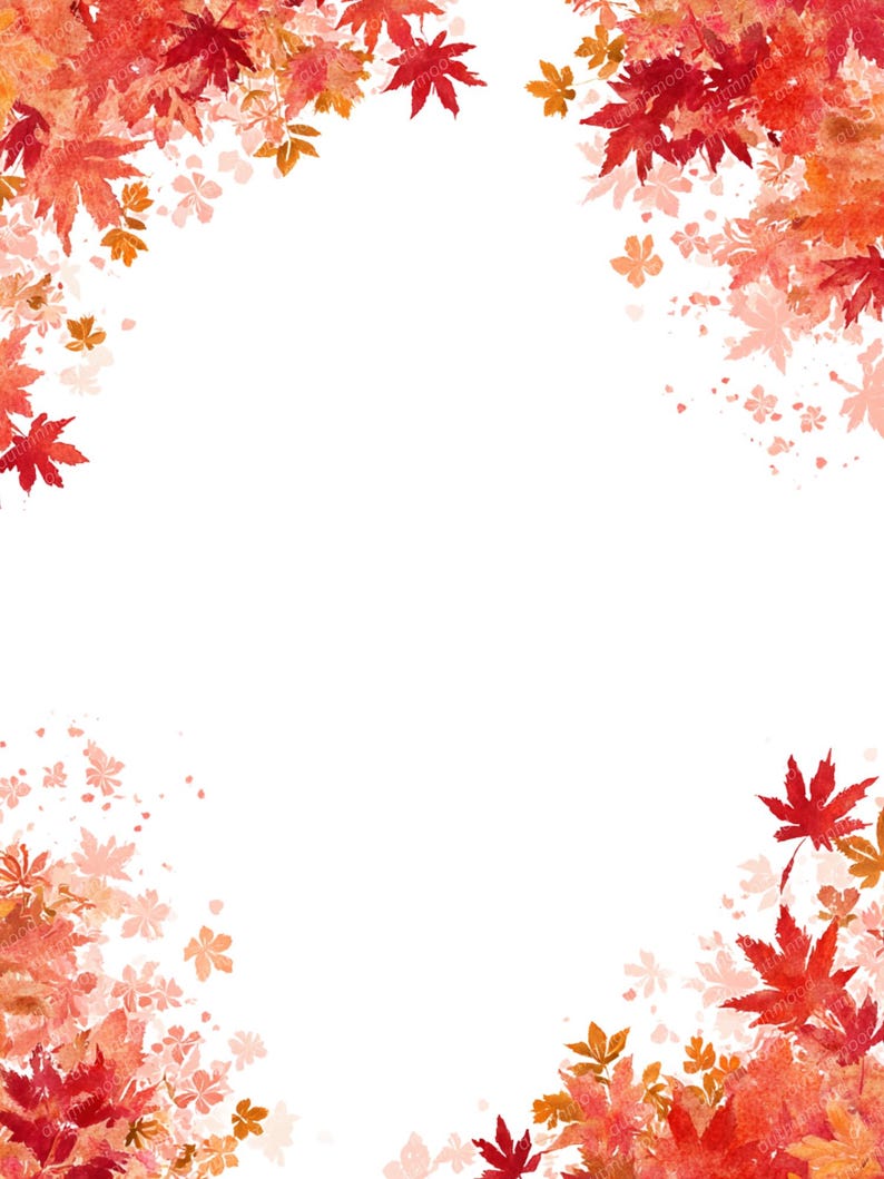 12 Autumn Maple Leaves Frame Set: Fall Clipart PNG Borders (digital ...