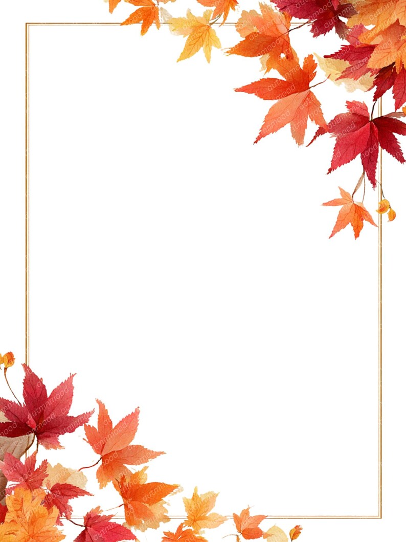 10 Maple Leaf Frame Set: Autumn Clipart, Cozy Fall Borders (PNG ...