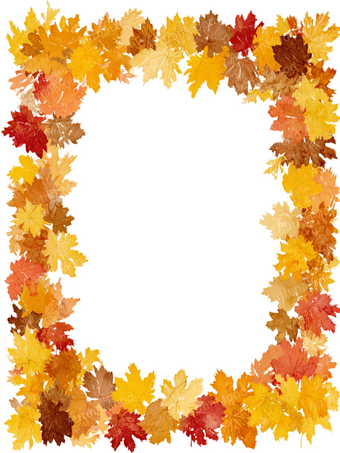 12 Watercolor Autumn Leaf Frames: Fall Foliage Clipart (PNG Digital ...