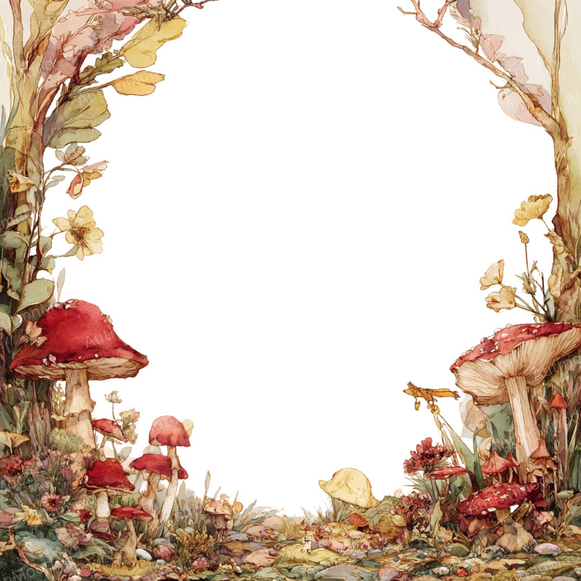 16 Autumn Mushroom Frames PNG: Fall Borders Clipart Set (digital ...