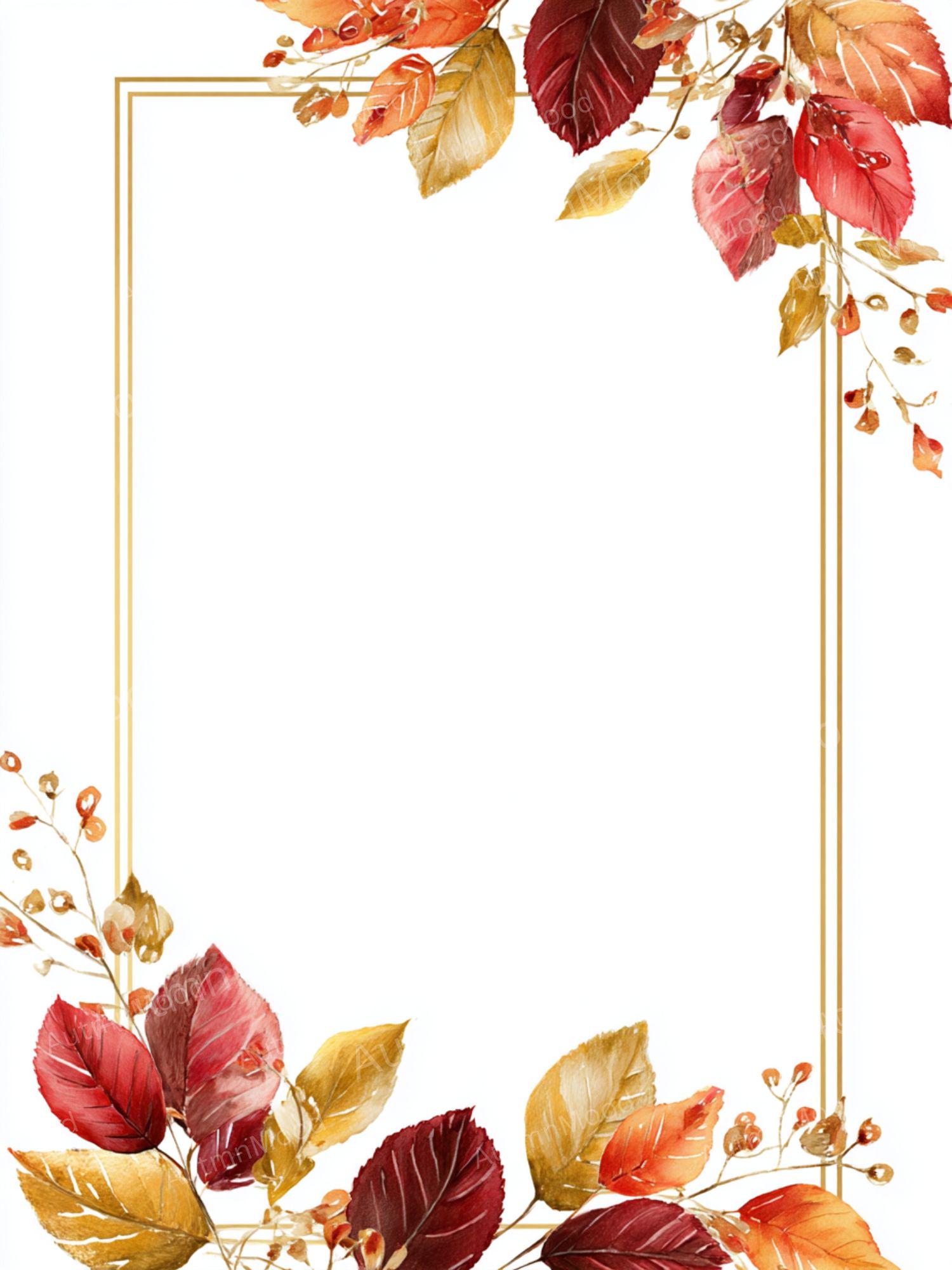 12 Autumn Watercolor Floral Frames: Elegant Fall Clipart (PNG Digital ...