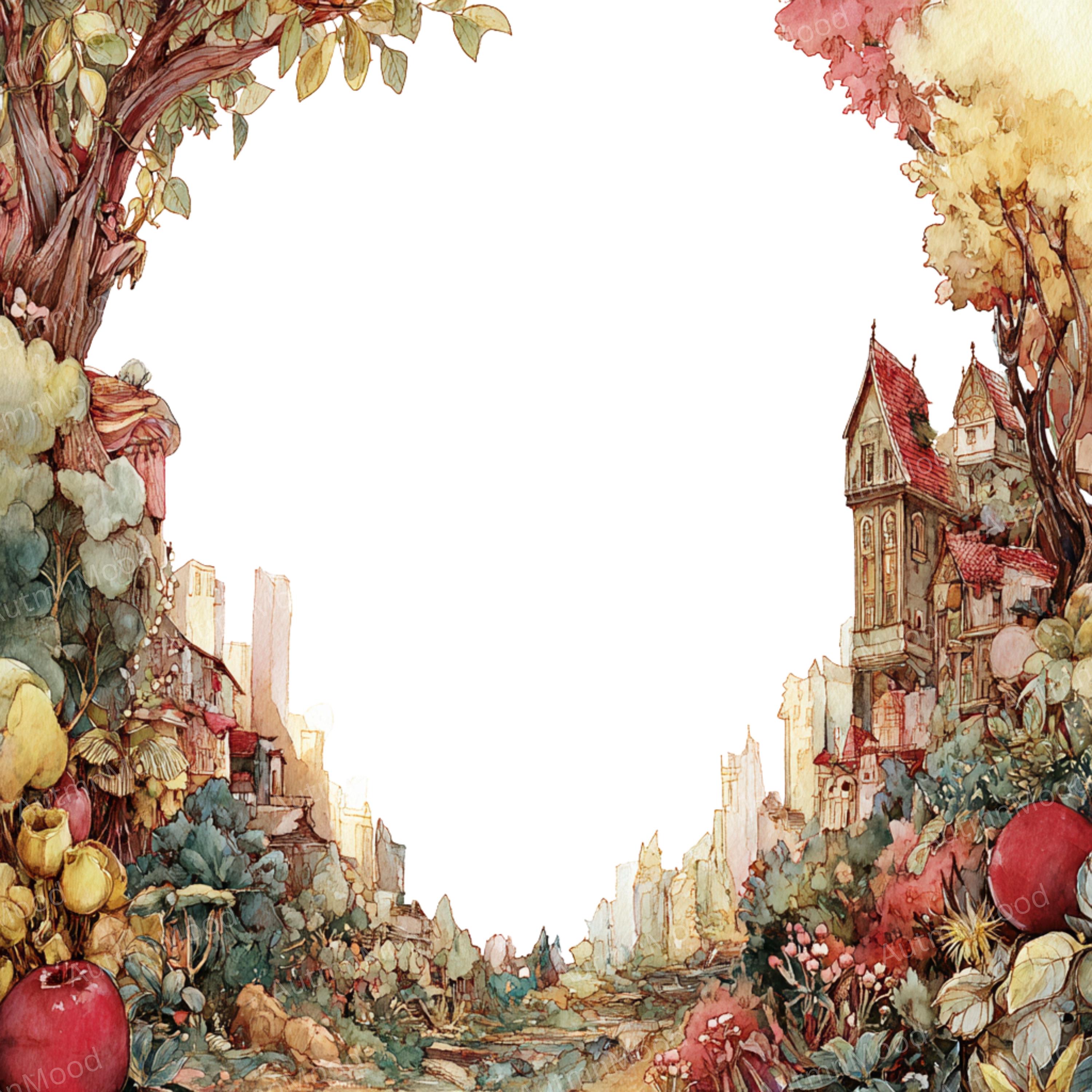 16 Autumn Mushroom Frames PNG: Fall Borders Clipart Set (digital ...