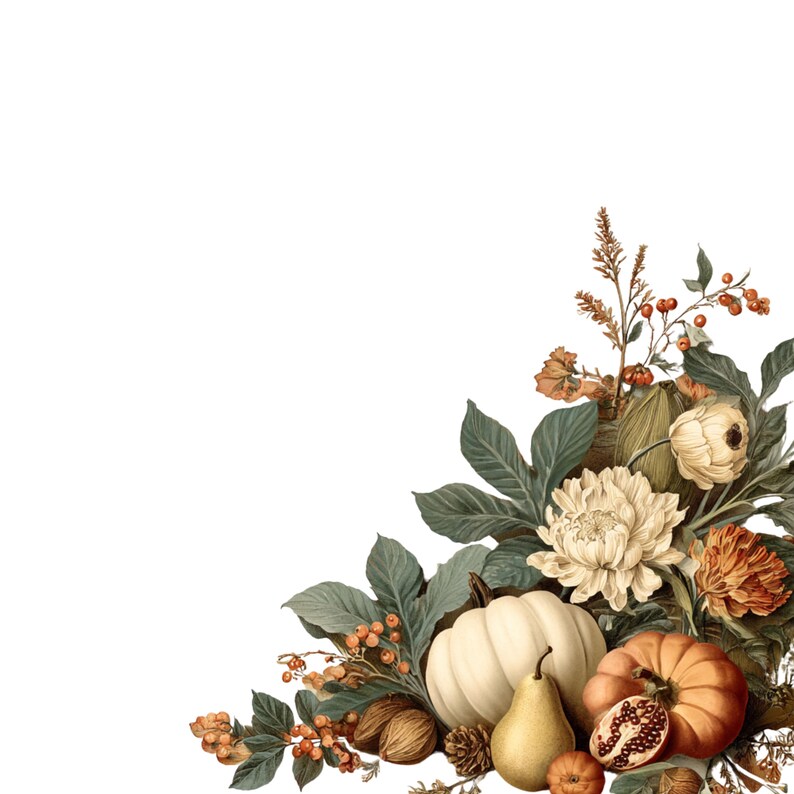 12 Autumn Harvest Corner Borders – Pumpkin & Leaf Clipart PNG | Fall ...