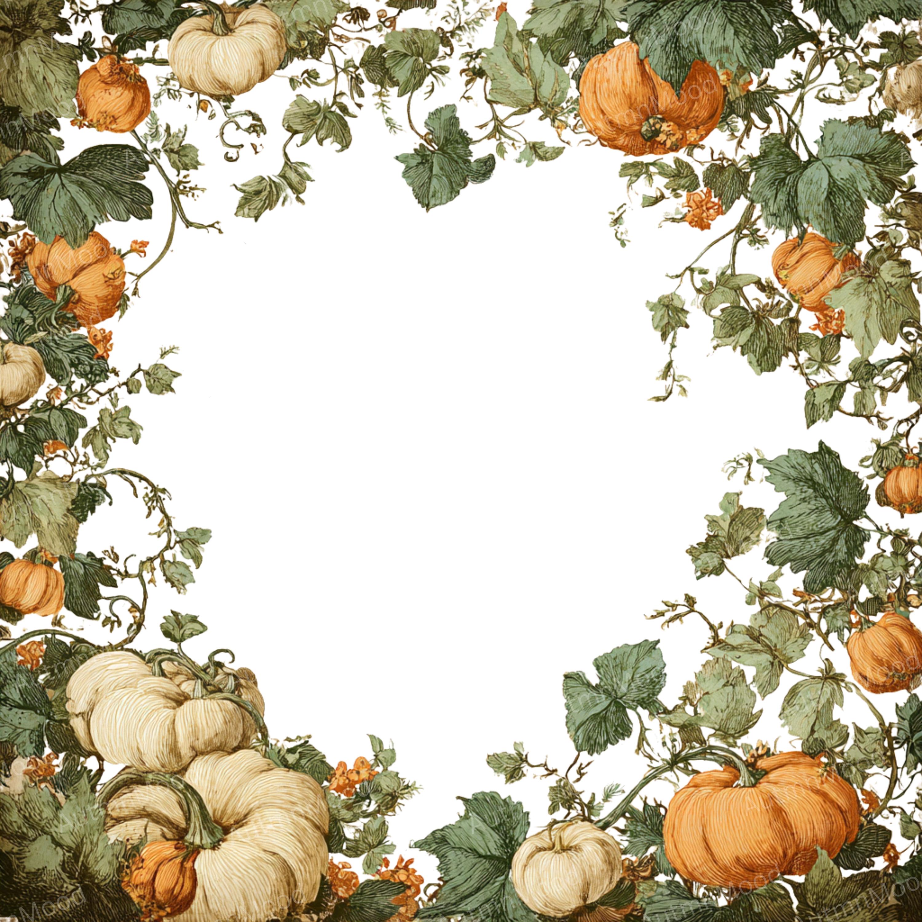 12 Pumpkin Frames – Fall PNG Clipart | Autumn Wreath Borders for Cards ...