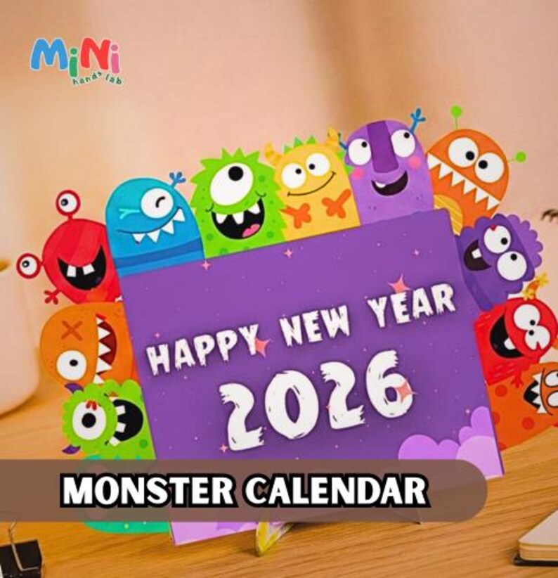 Monster Kids Calendar 2026 Printable, Monthly Preschool Calendar PDF ...