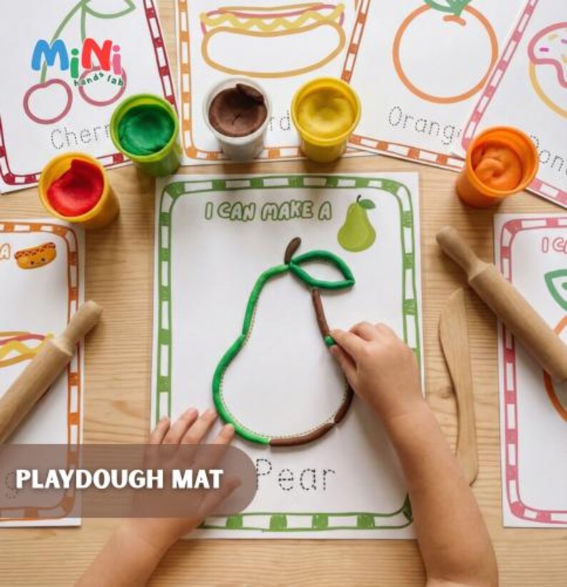 Playdough Mats Printable, Kids Learning Playdoh Montessori, Toddler ...