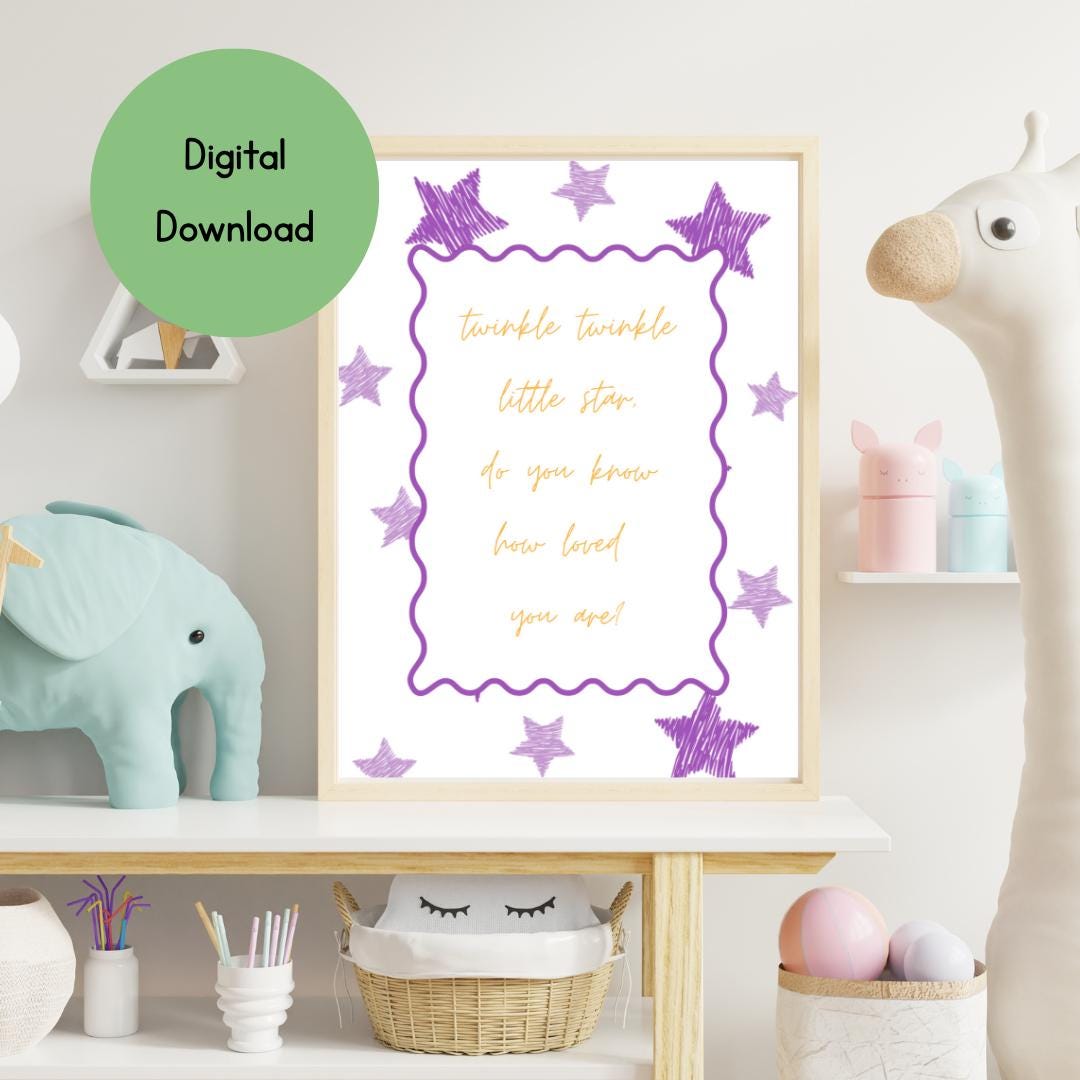 Digital Download Twinkle Twinkle Little Star (purple) for Nursery and ...