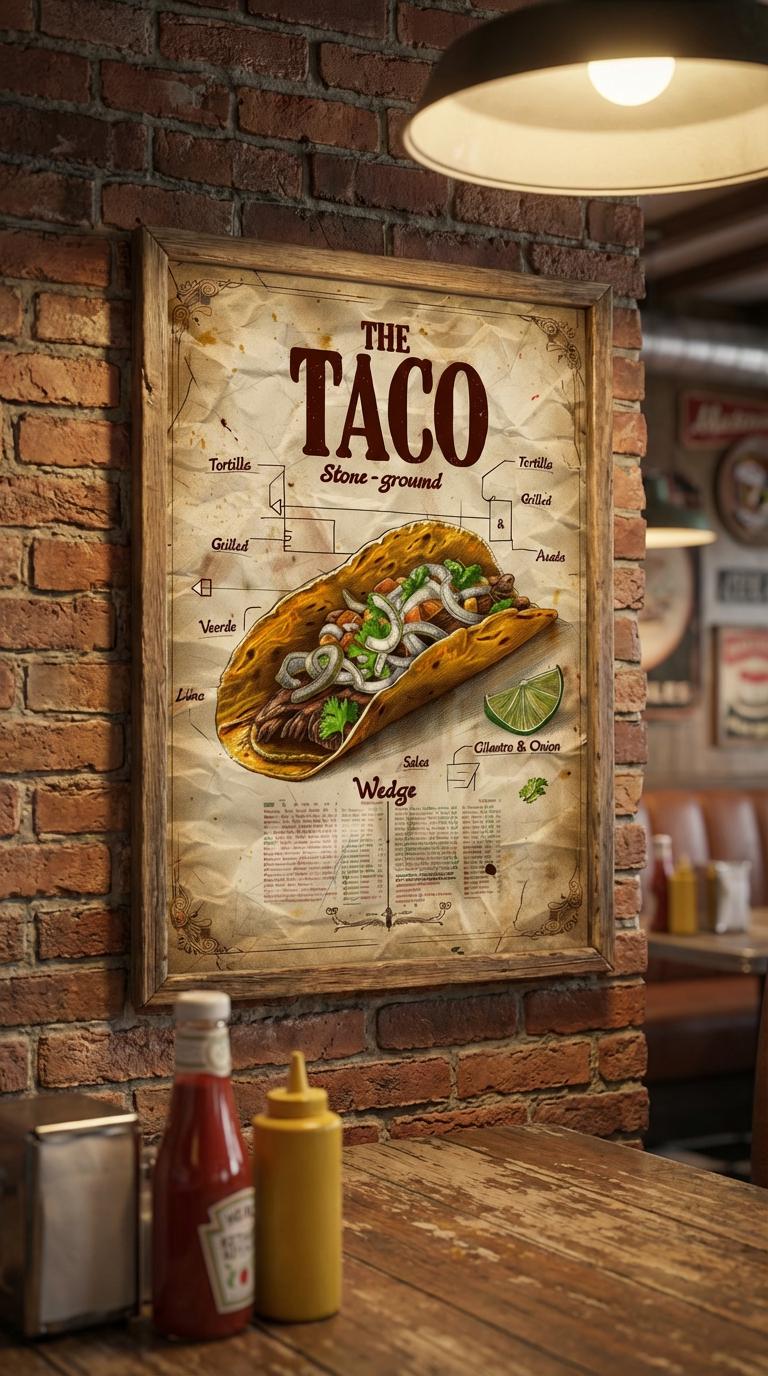 Vintage Taco Poster, Taco Anatomy Print, Mexican Food Kitchen Decor ...