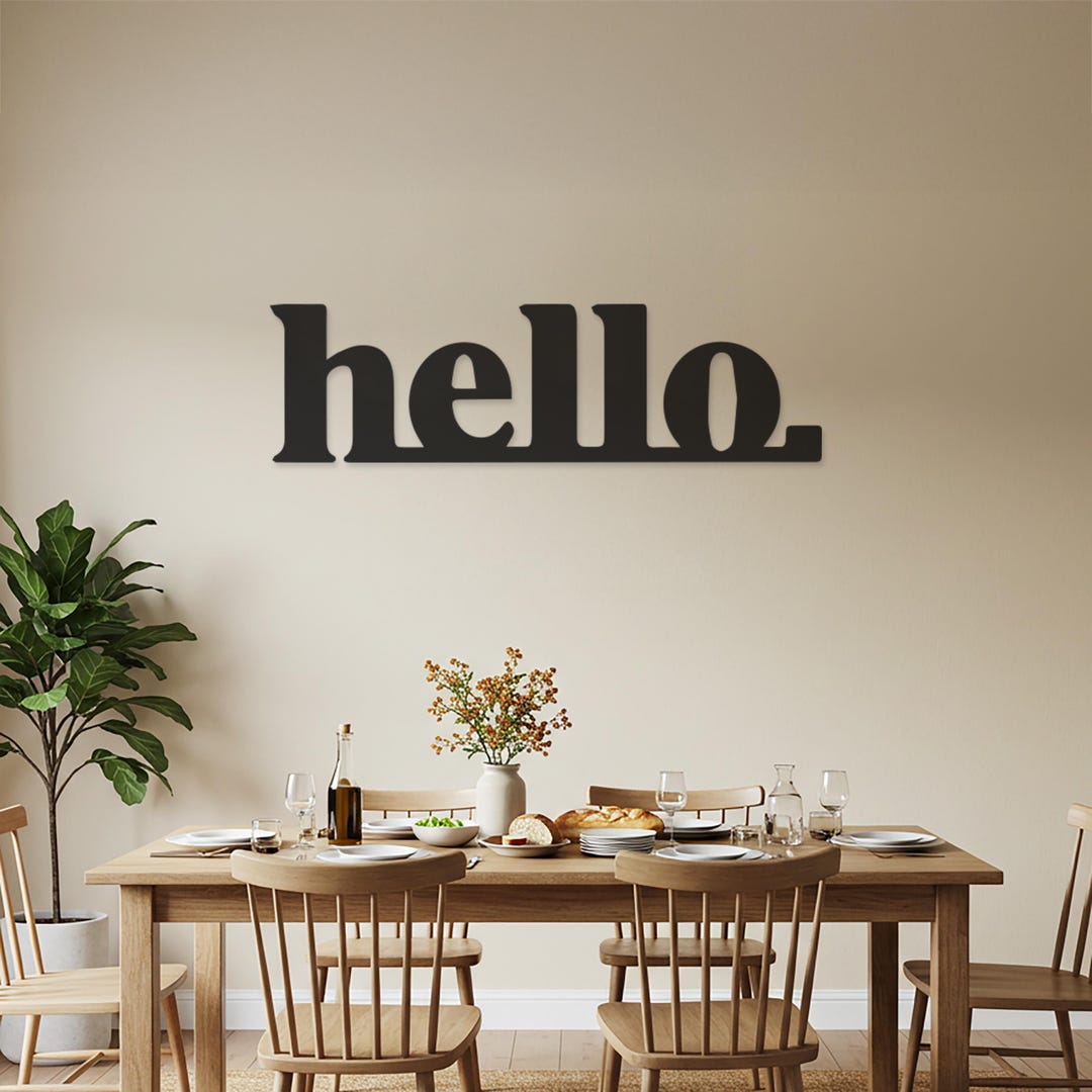Hello Metal Wall Art Sign, Modern Welcome Wall Decor, Minimalist ...