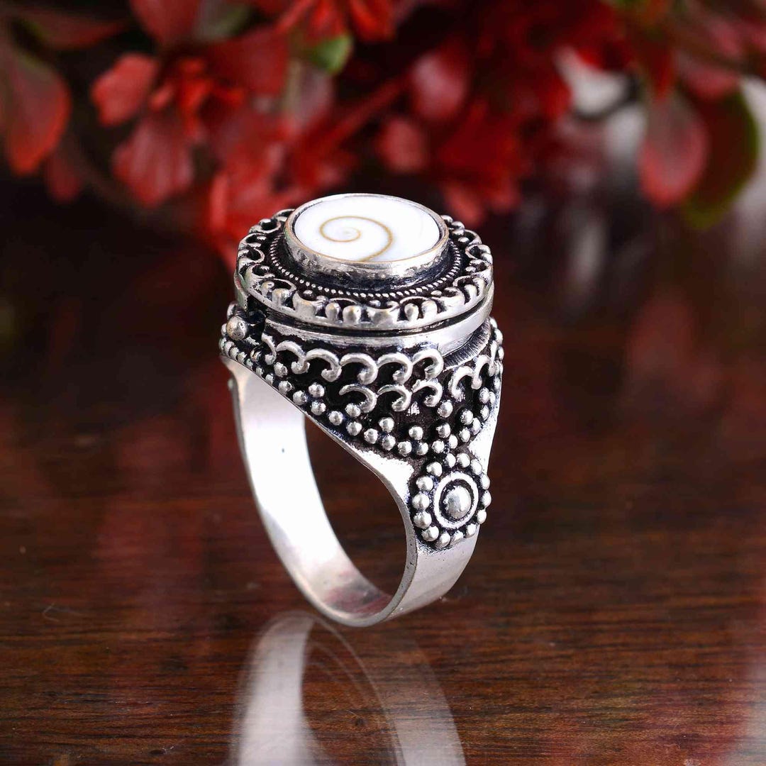 Shiva Eye Shell Silver Ring | Oxidized Boho Jewelry - Etsy