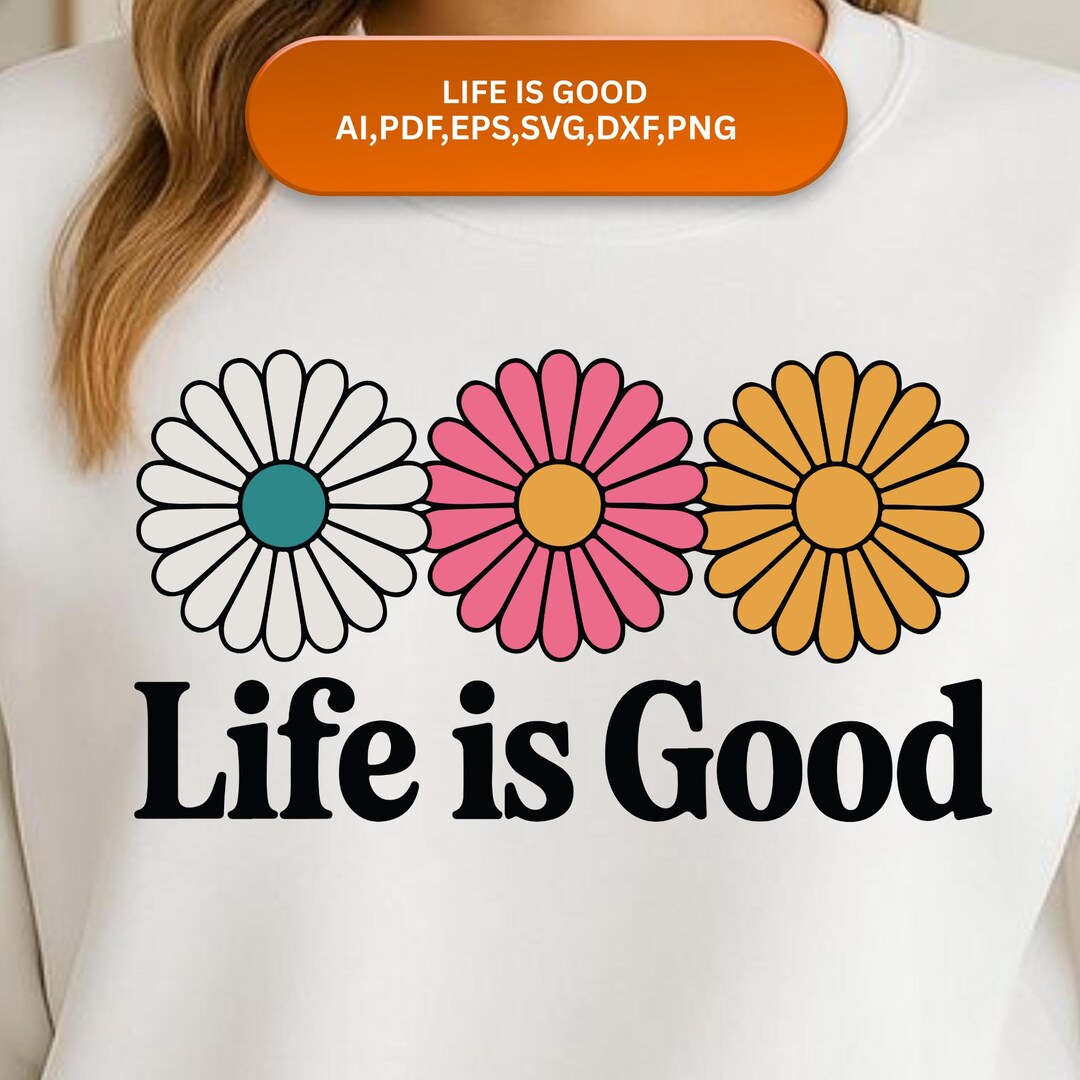 Life is Good PNG, Preppy Daisy Digital Design Cute Positivity ...