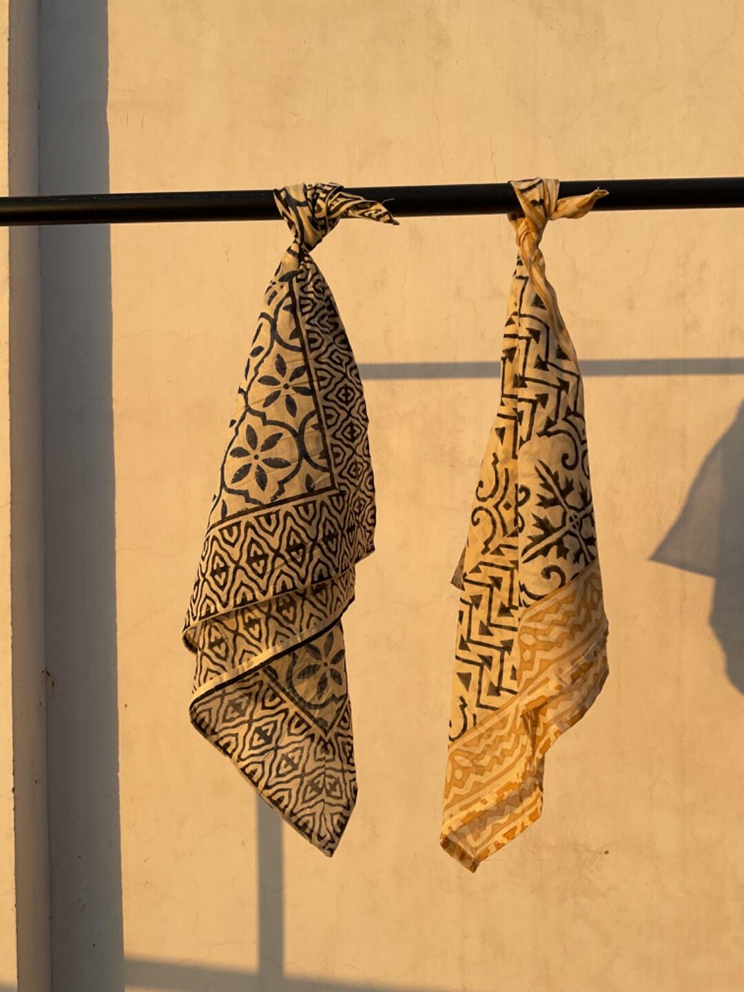 Hand Block Print Organic Cotton Bandana Scarf Set: Boho Paisley Scarf ...