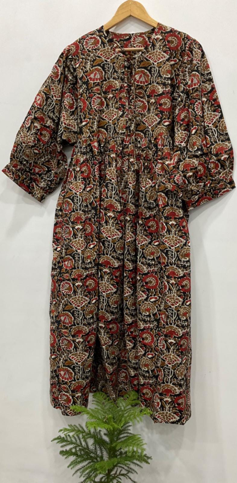 Handmade Block Print Cotton Gauze Dress | Ethically Crafted Midi - Etsy