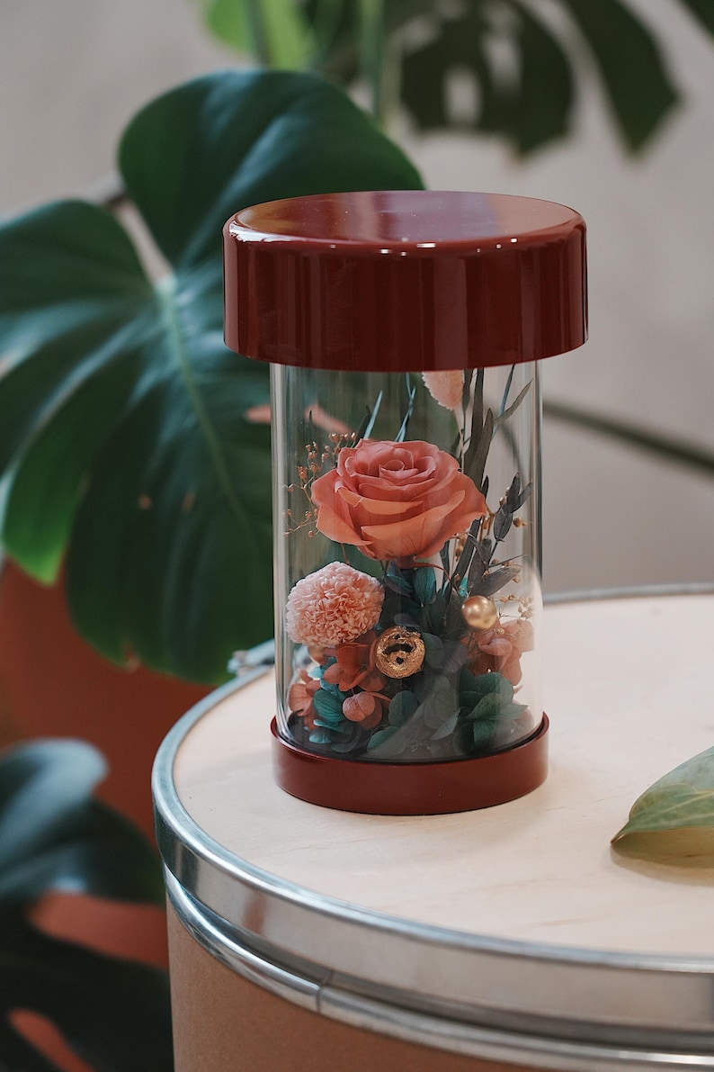 Preserved Flower Night Light, Glass Dome Lamp With Eternal Roses ...