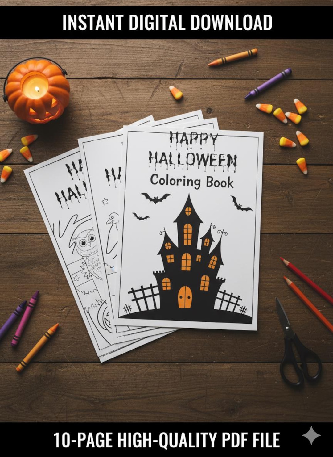 Halloween Coloring Pages for Kids: Spooky Activity Book (digital ...