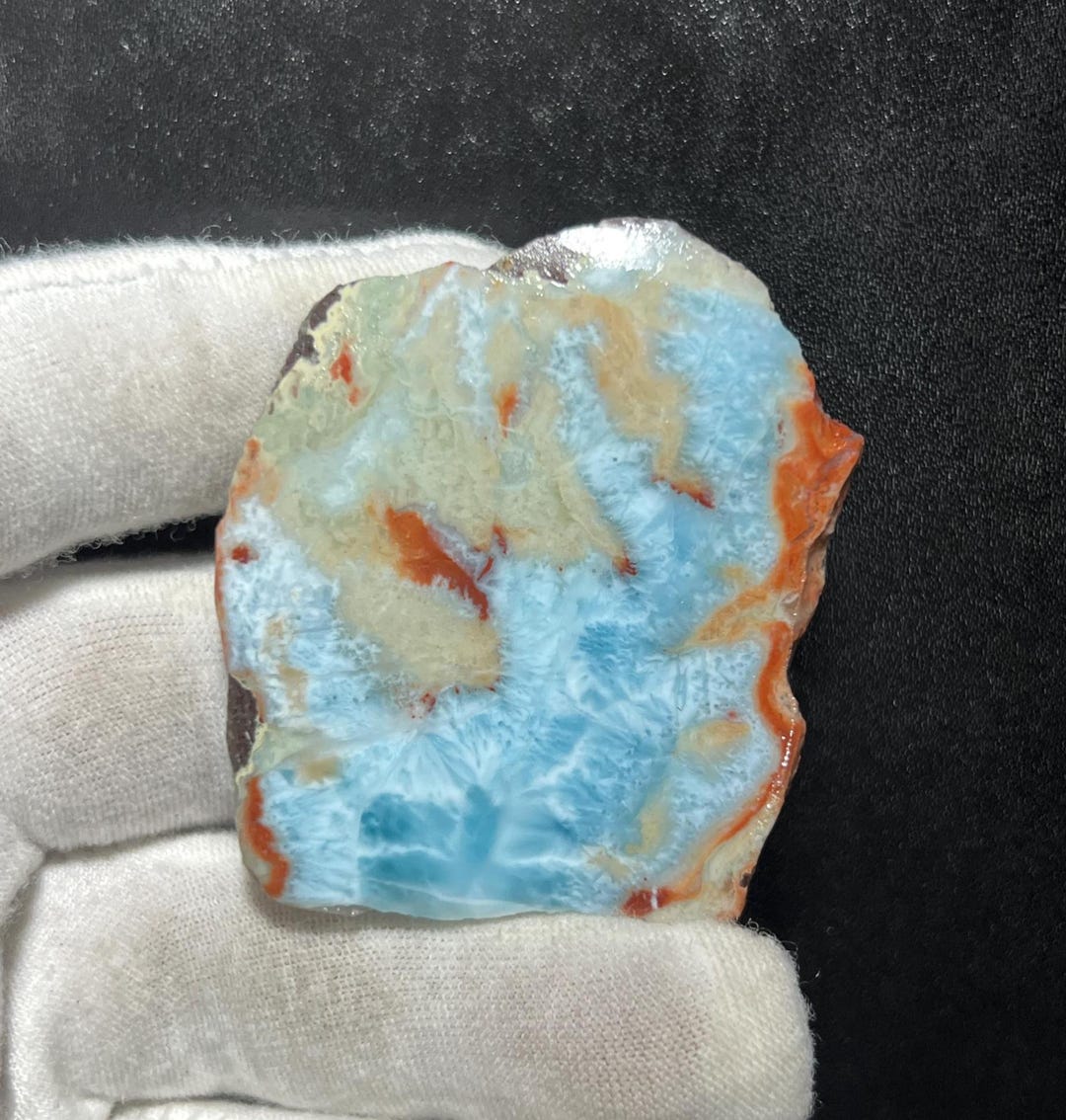 Natural Larimar Slab, Polished Blue Crystal Slice (50x45x5 Mm) - Etsy