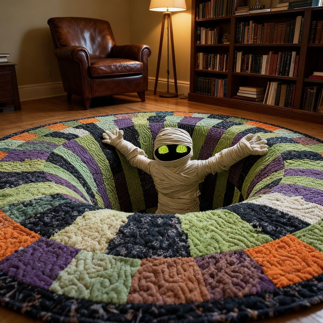 Halloween 3D Optical Illusion Round Rug, Spooky Skeleton Vortex Carpet ...