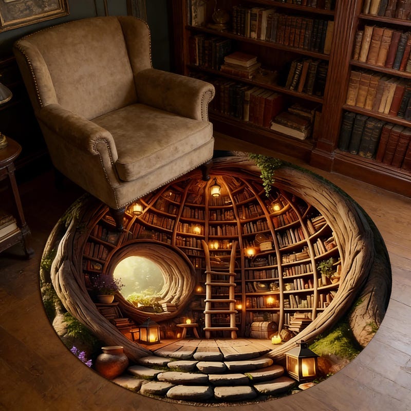 Whimsical Library Rug - Etsy
