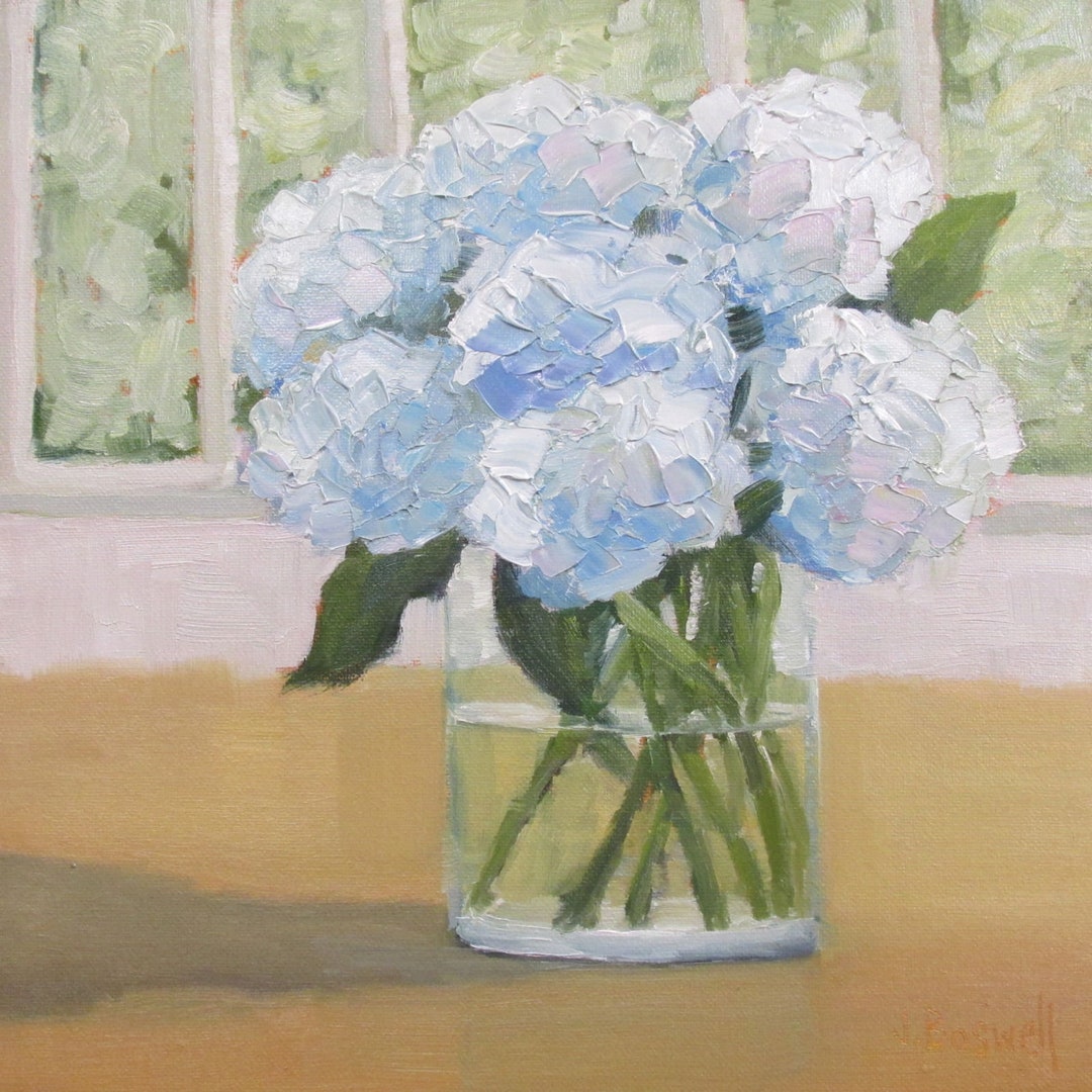 Jennifer Boswell 8x8 White Hydrangeas Signed Canvas Print From Original ...