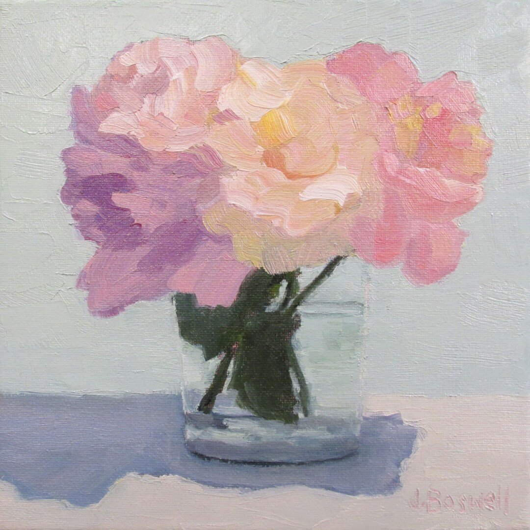 Jennifer Boswell 8x8 Peonies Signed Canvas Print From Original Oil ...