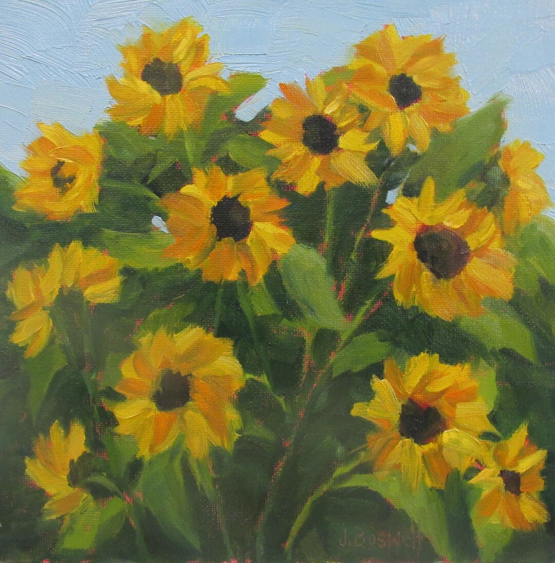 Original Jennifer Boswell 8x8 Sunflowers Unique Abstract Landscape ...