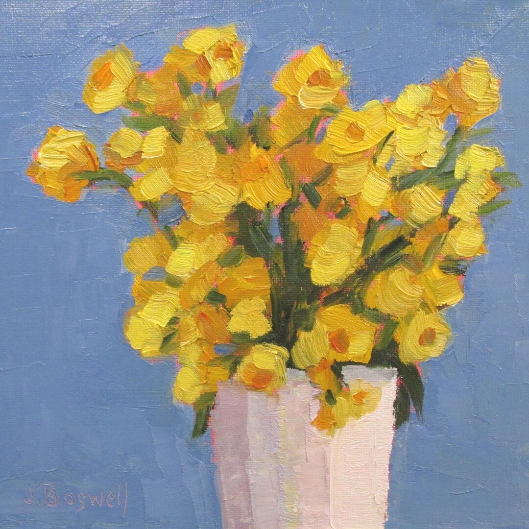 Jennifer Boswell 8x8 Chrysanthemums Signed Canvas Print From Original ...