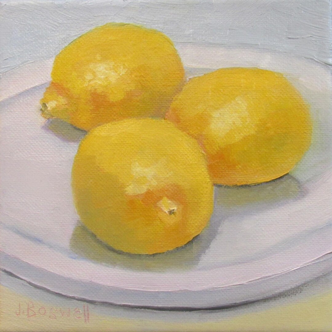 Jennifer Boswell 8x8 Lemons Signed Canvas Print From Original Oil ...