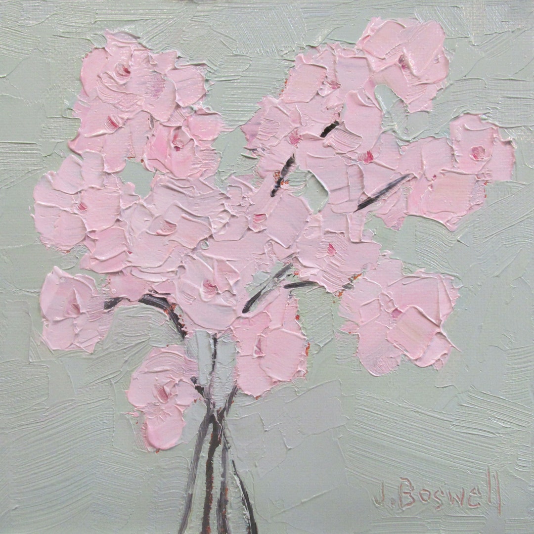 Jennifer Boswell 12x12 Pink Flowers Signed Canvas Print From Original ...
